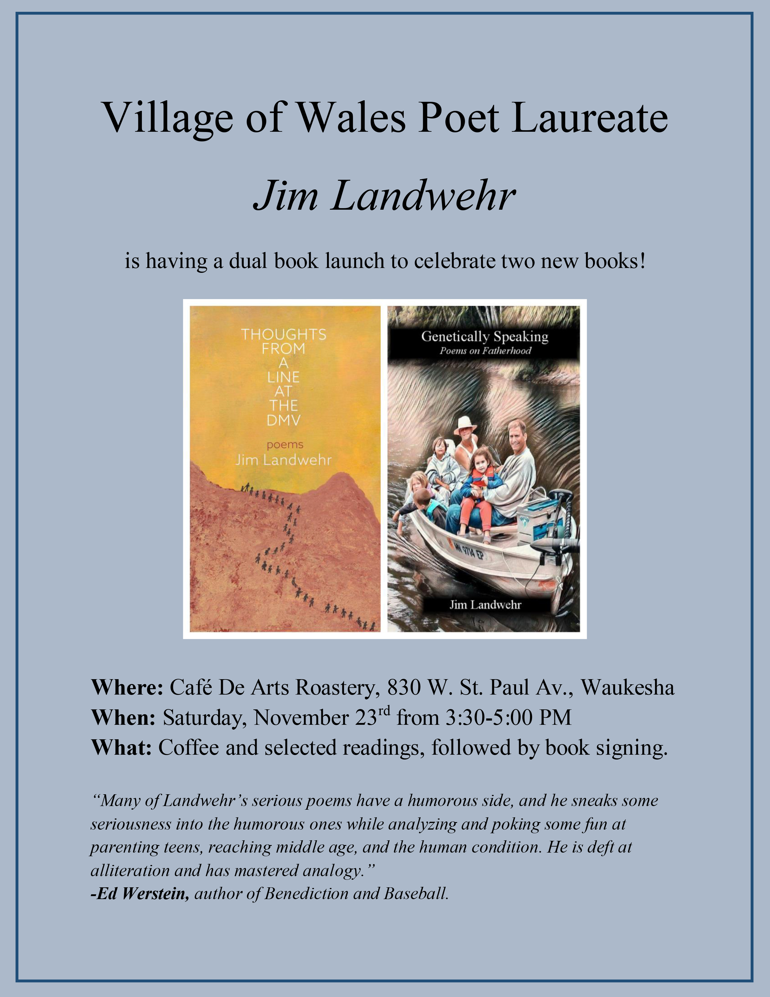 Village of Wales Poet Laureate- Book Launch - Village of Wales